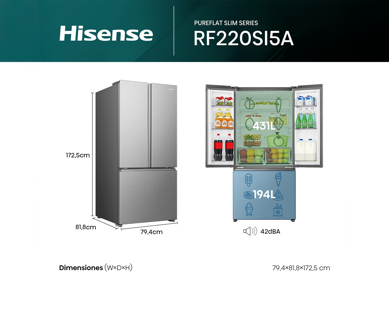 Nevera Hisense French Door 625 Litros BCD-625 - Hisense