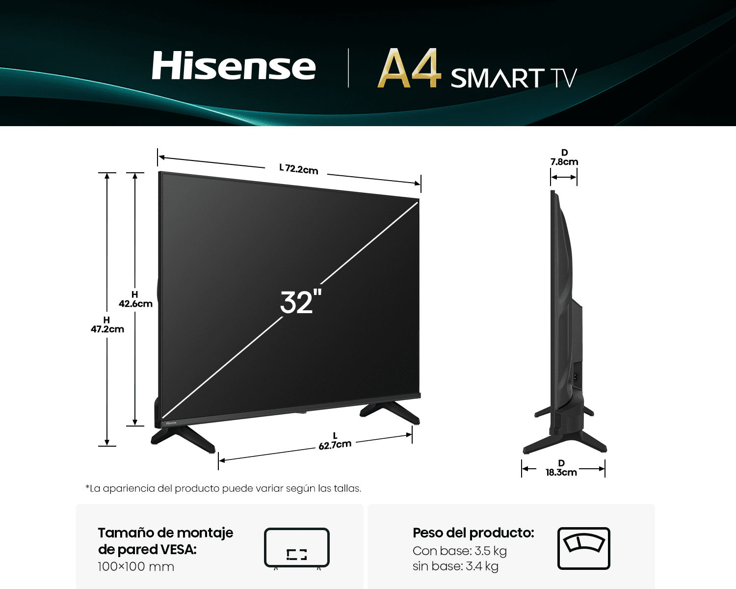 Televisor Hisense HD A4NV 32" - Hisense